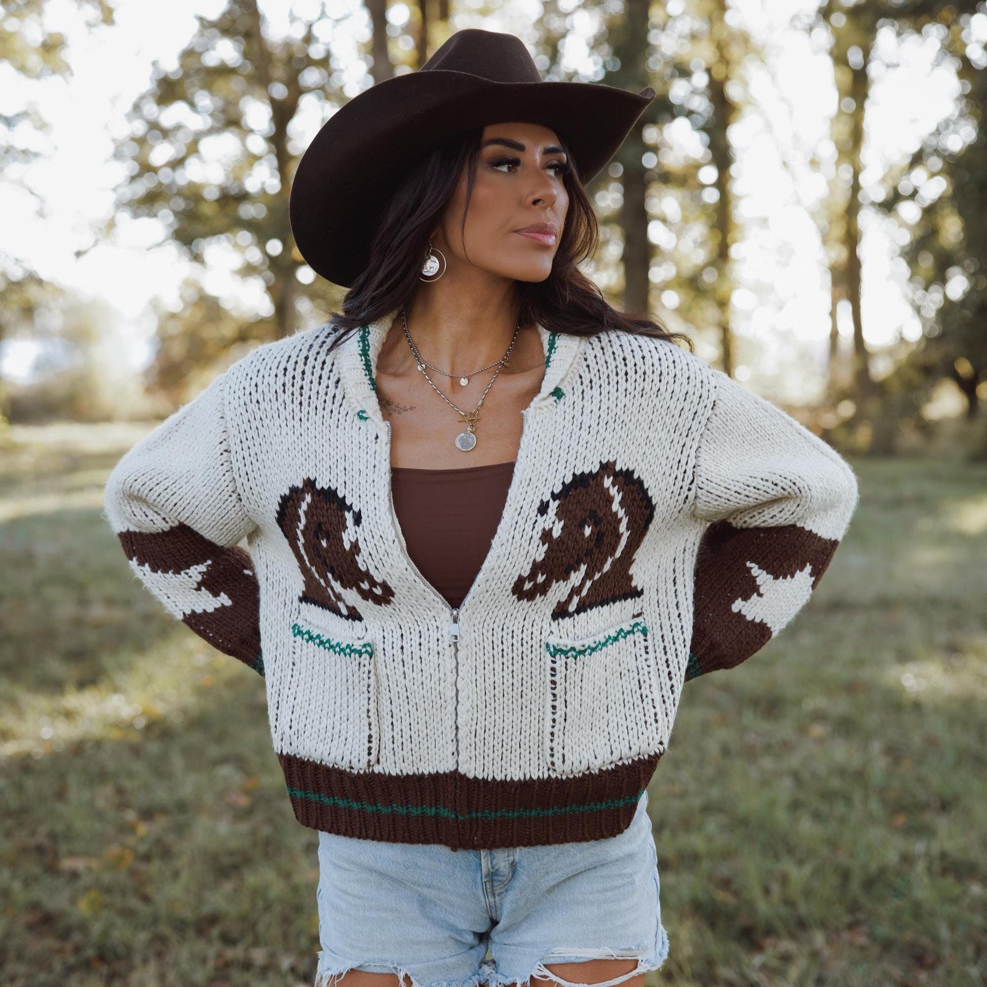 Western Knit Cardigan Sweater: Handmade Horse Knitted Jacket - Etsy