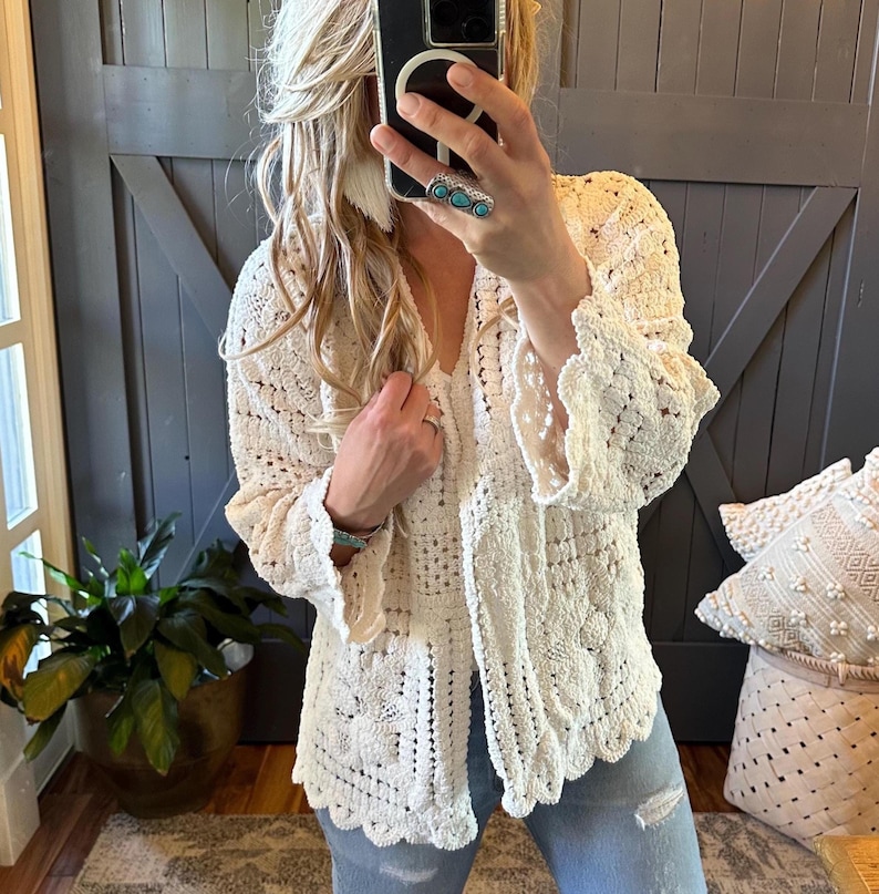 Handmade Chunky Knit Cotton Cardigan: Crochet Sweater, by Lavender ...
