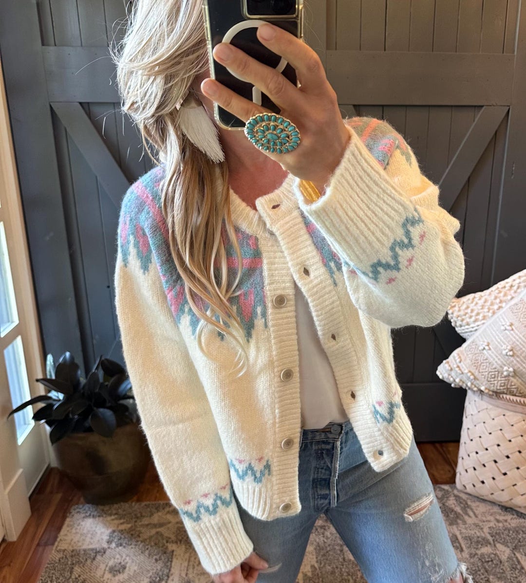 Handmade Fair Isle Knit Cardigan: Cotton Wool Blend Easter Sweater - Etsy