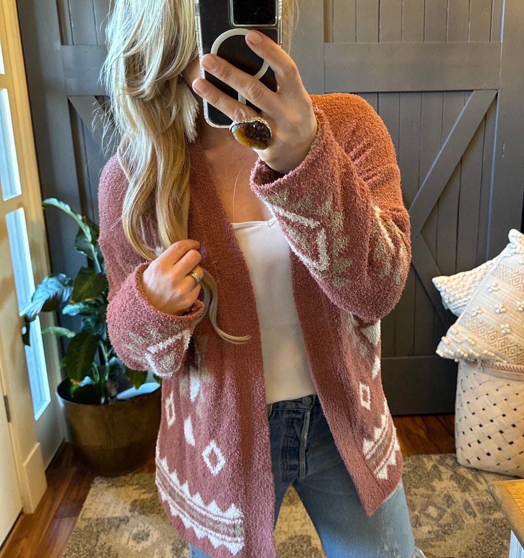 New Bennet Aztec Fleece Teddy Blanket Cardigan Sweater by Lavender ...