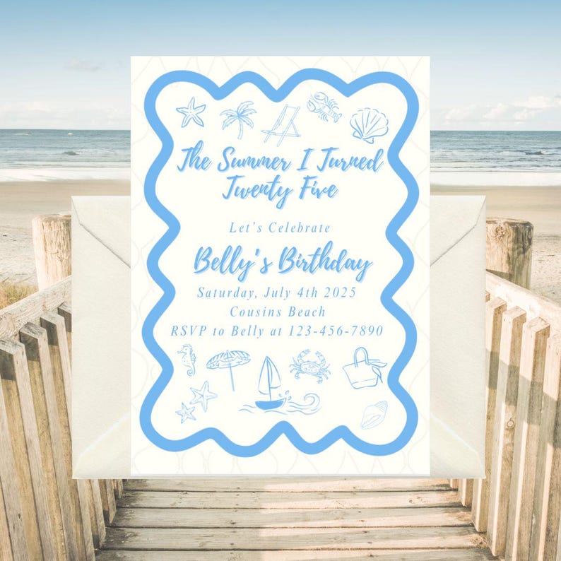 The Summer I Turned Pretty Inspired Birthday Invitation | Beach Theme ...