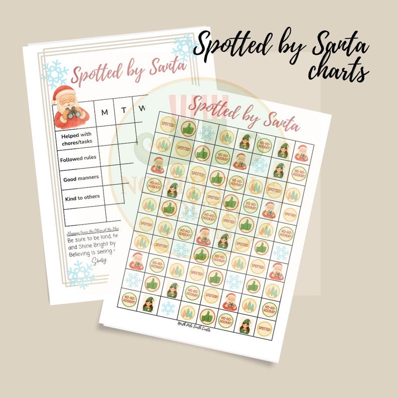Spotted by Santa Behavior Tracker Charts With Stickers - Etsy