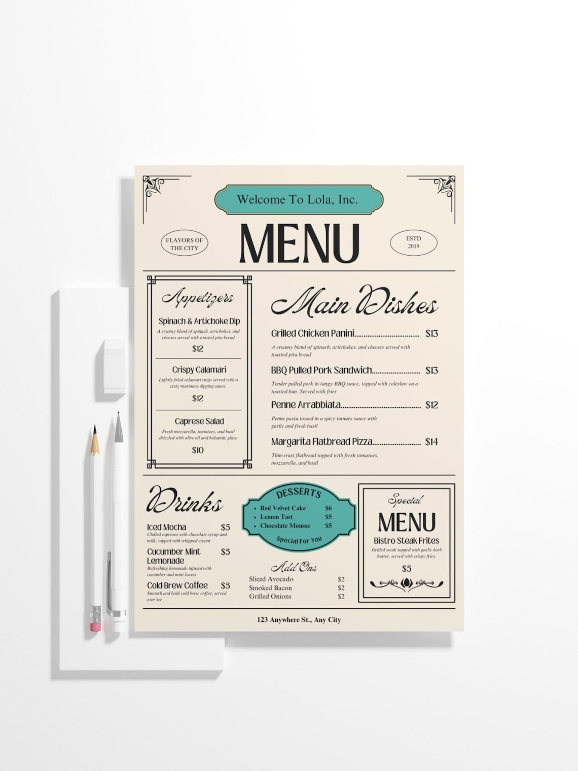 Editable Restaurant Menu Template | Canva Digital Download - Etsy