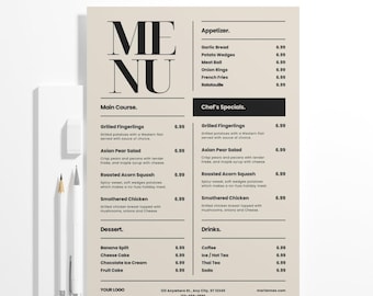 Editable Restaurant Menu Template | Canva Digital Download - Etsy