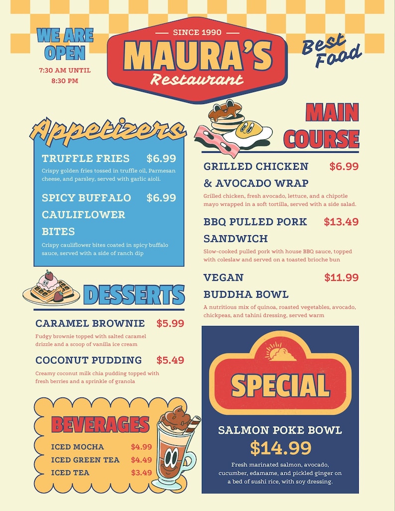 Editable Restaurant Menu Template | Canva Digital Download - Etsy