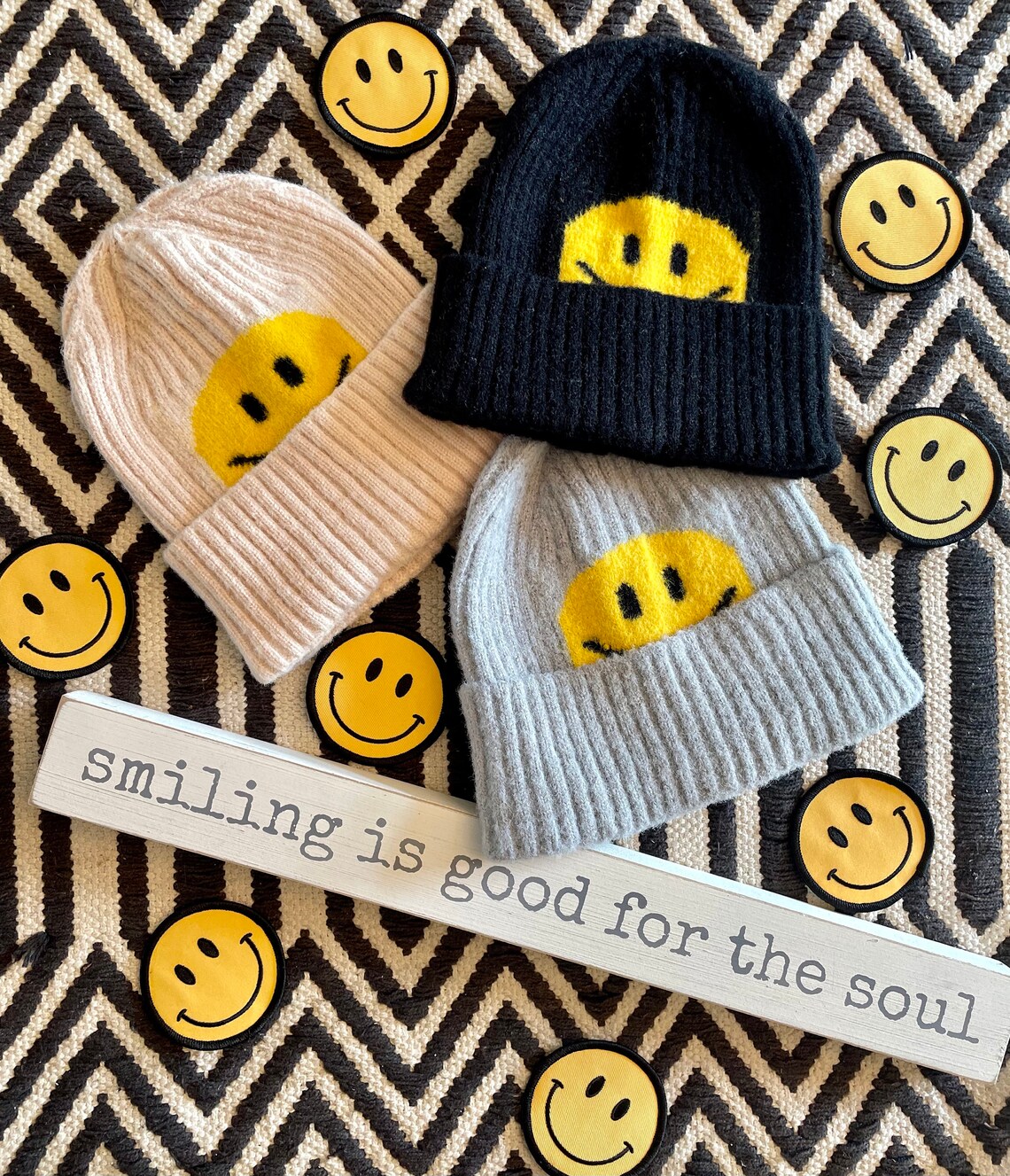 Smiley Face Beanie Stocking Cap Valentines Gift Smiley Face - Etsy