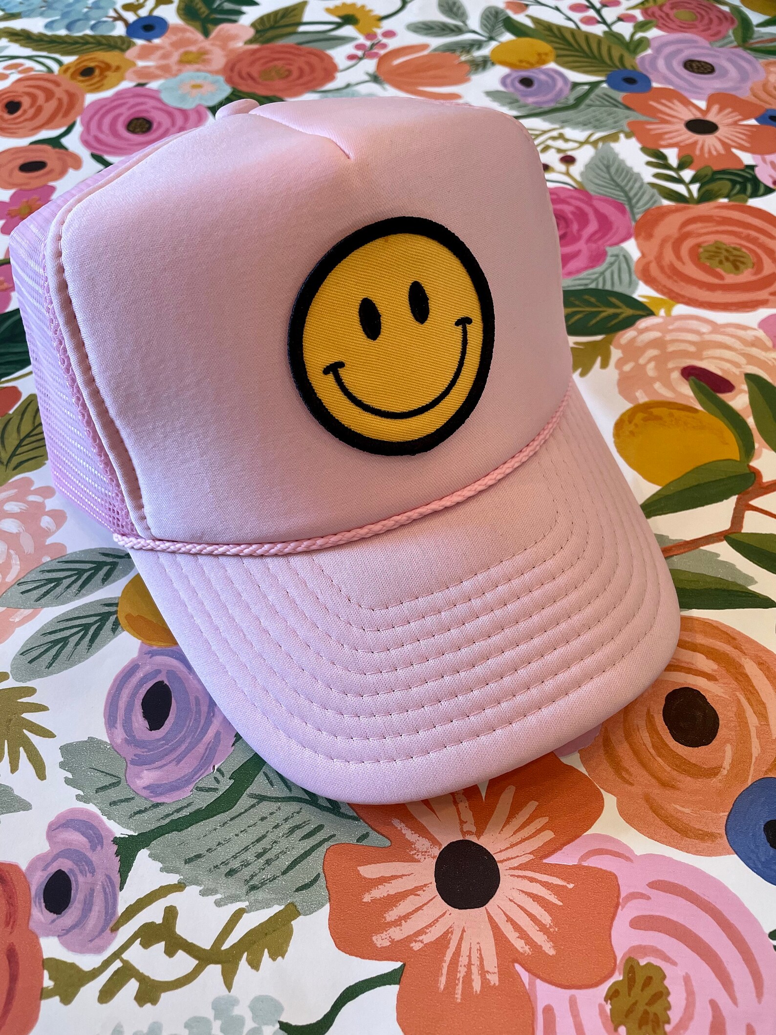 Smiley Face Trucker Hat Smiley Face Patch Smiley Face Hat | Etsy