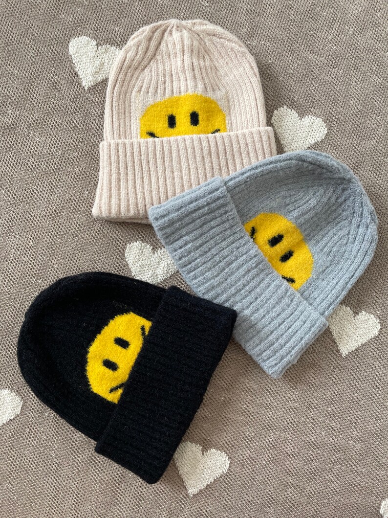 Smiley Face Beanie Stocking Cap | Etsy
