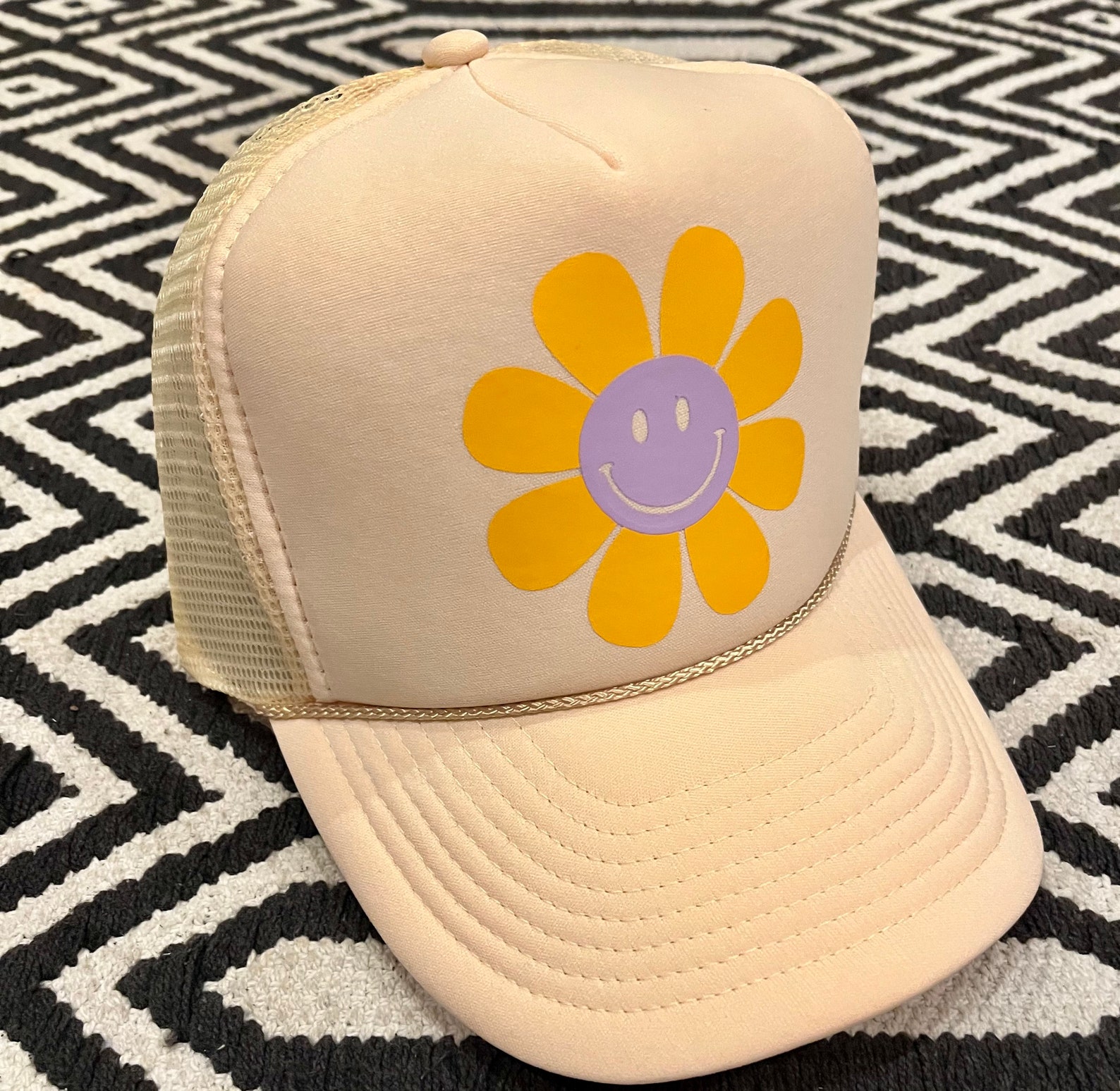 Smiley Face Trucker Hat Smiley Face Hat Smiley Hat Trucker - Etsy
