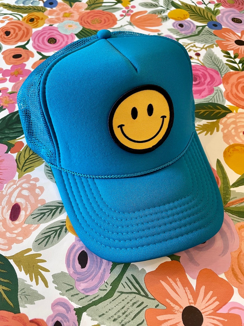 Smiley Face Trucker Hat Smiley Face Patch Smiley Face Hat | Etsy