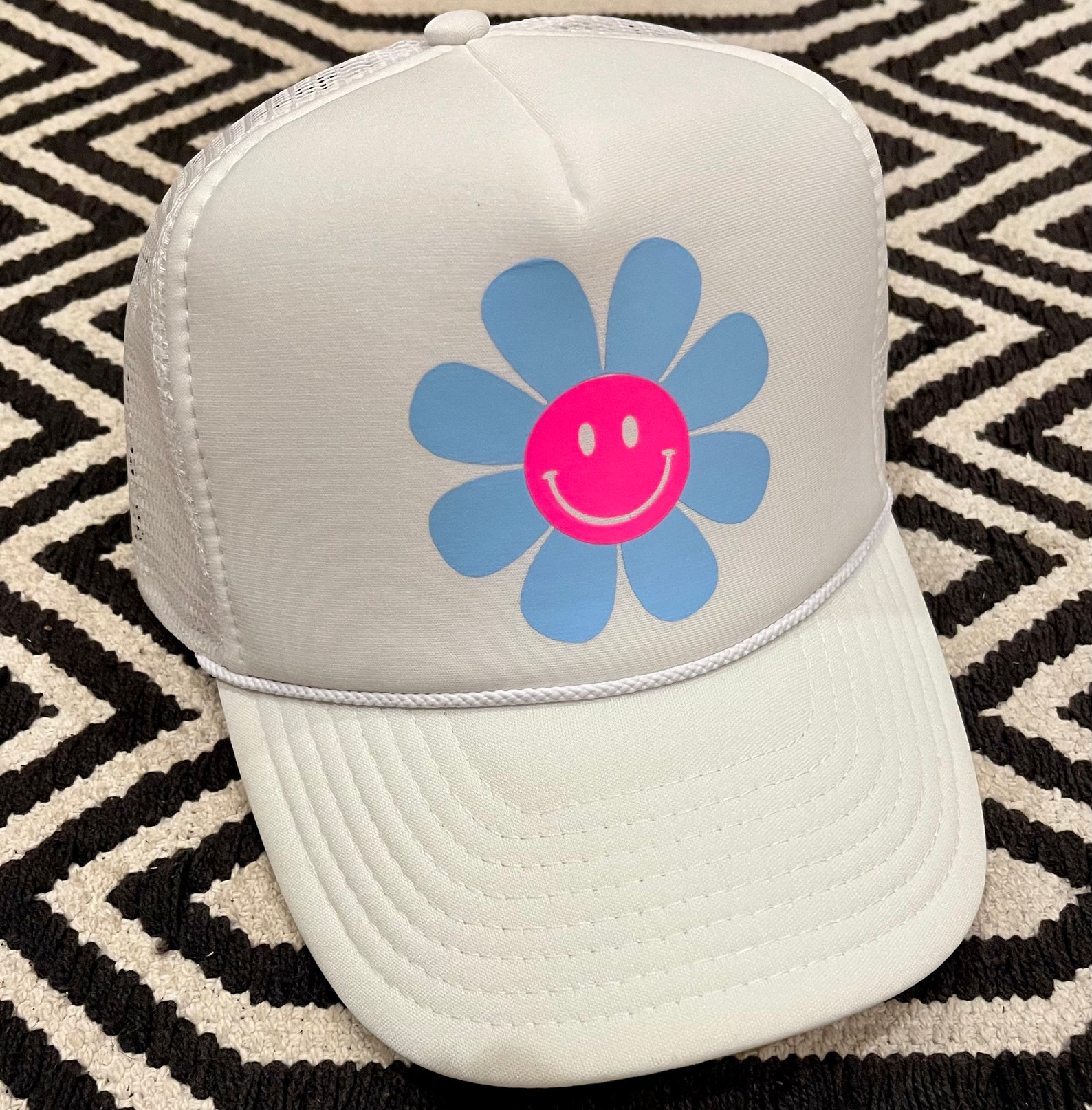 Smiley Face Trucker Hat Smiley Face Hat Smiley Hat Trucker - Etsy