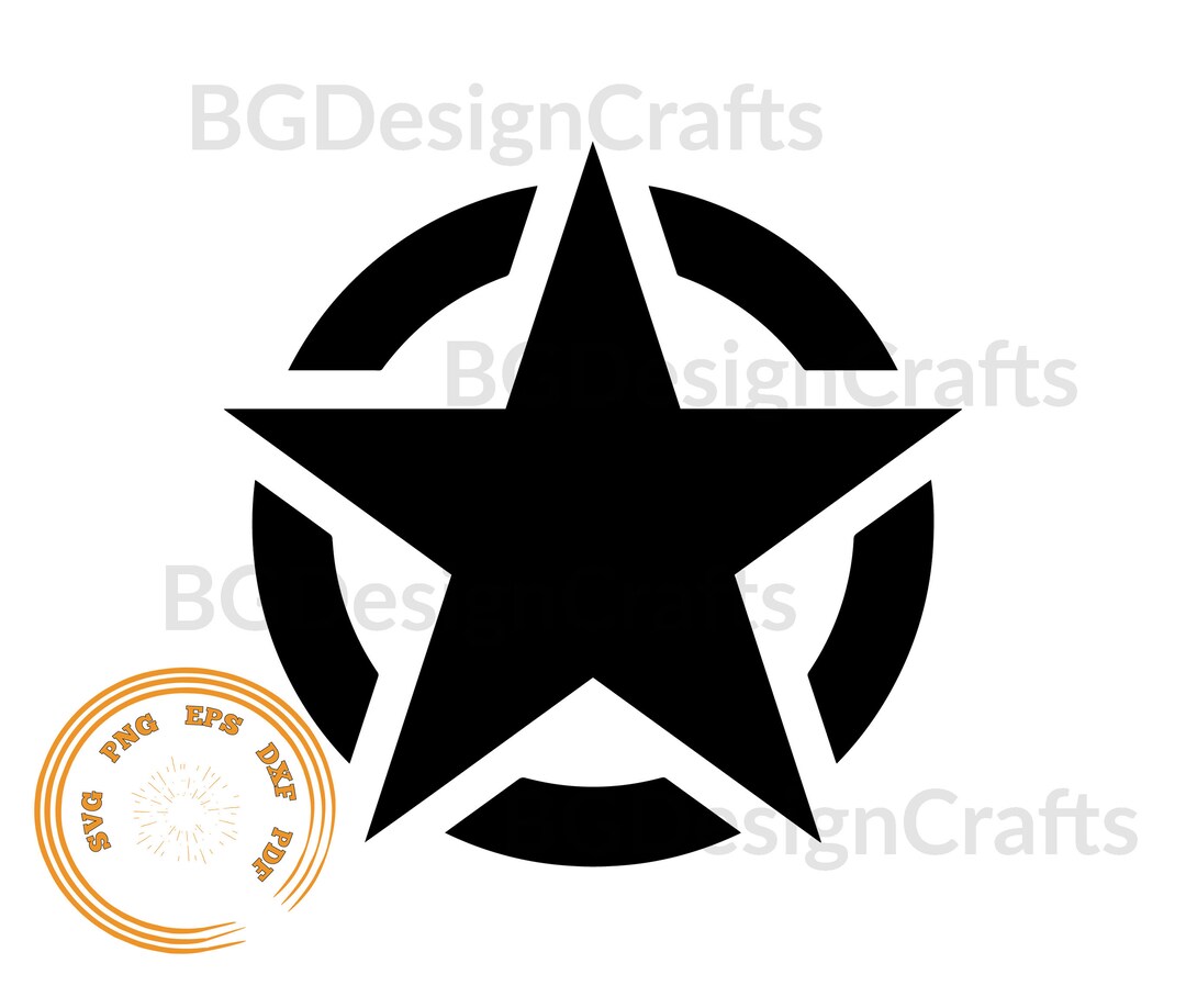 Army Star SVG, Retro Star Military SVG, Png, Dxf, Clipart, Svg File for ...