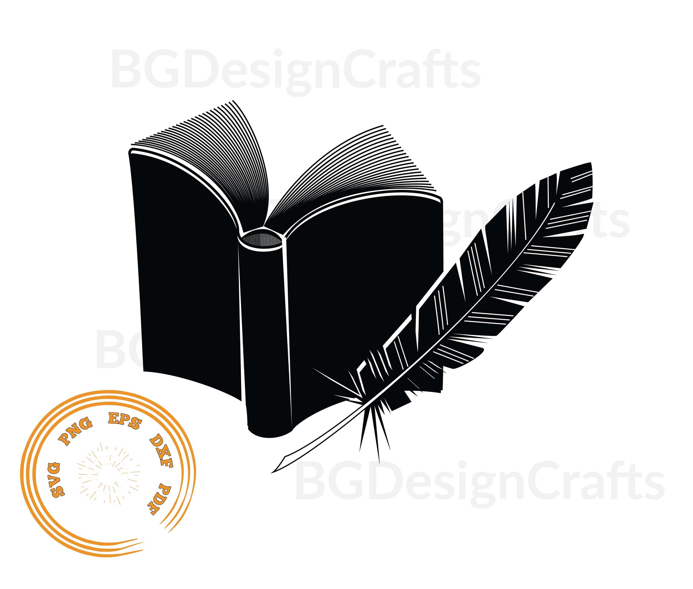 Quill and Book Svg, Quill Svg, Book Svg, Svg File for Cricut, Cut File ...