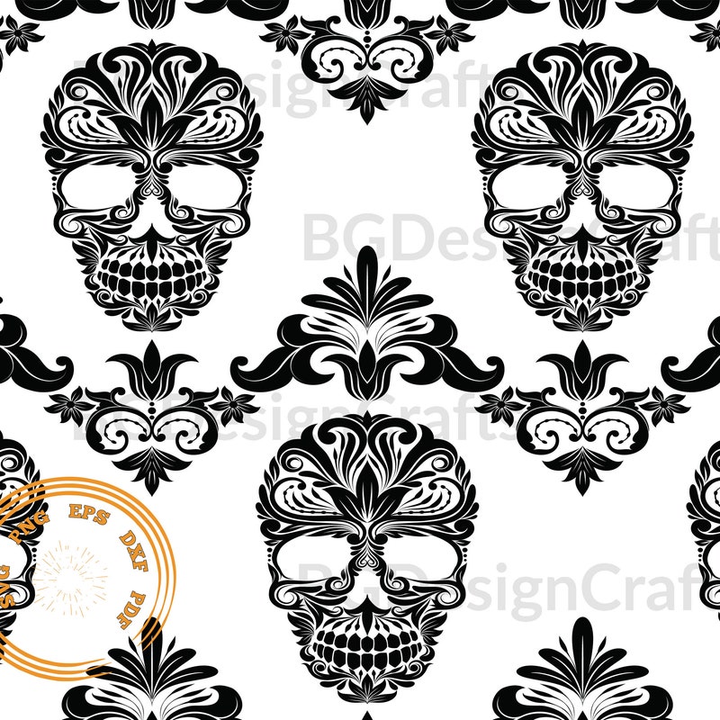 Skull Damask - Etsy