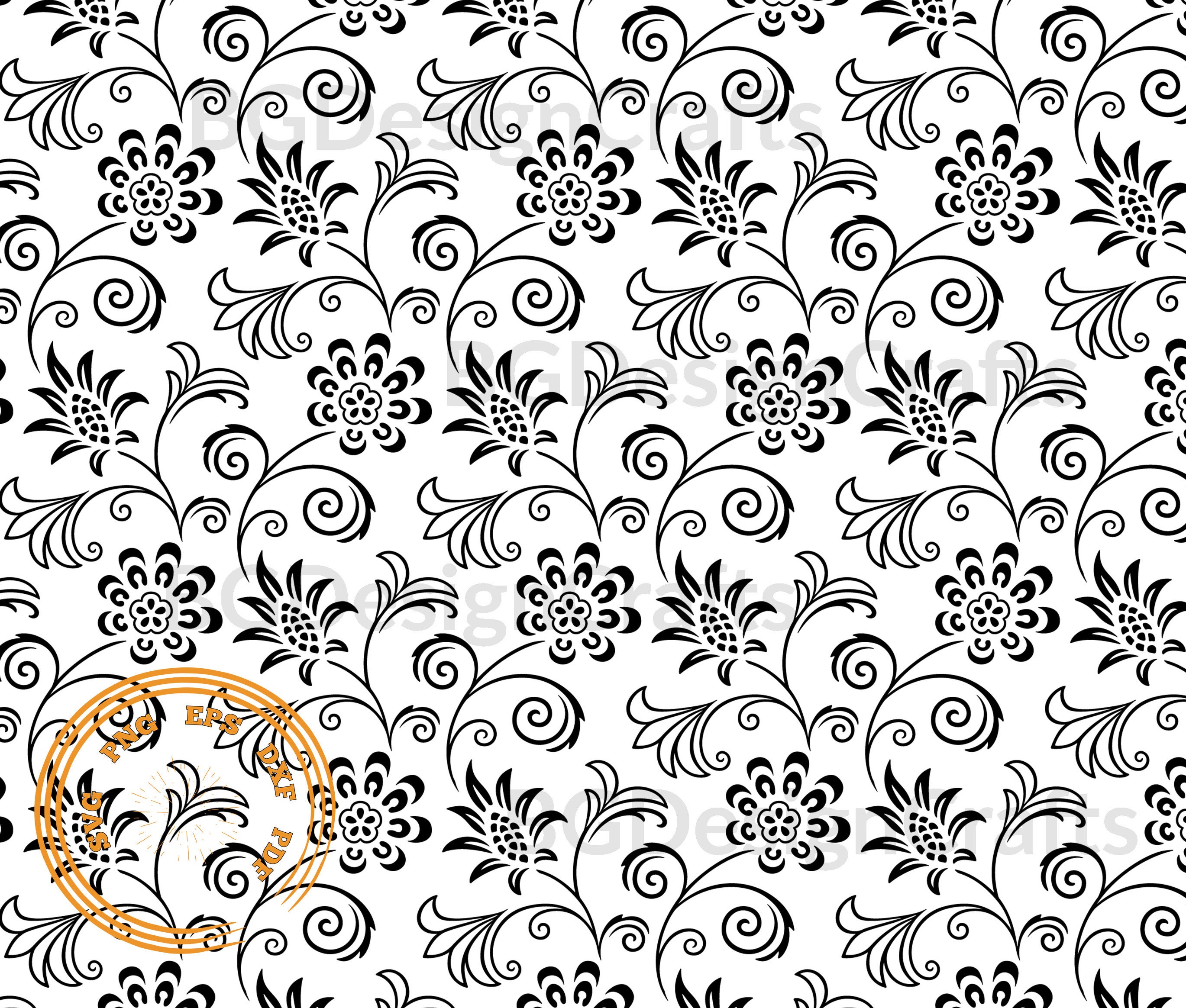 Pattern10, Floral Pattern SVG, Flower Pattern SVG, Tooled Leather Svg ...