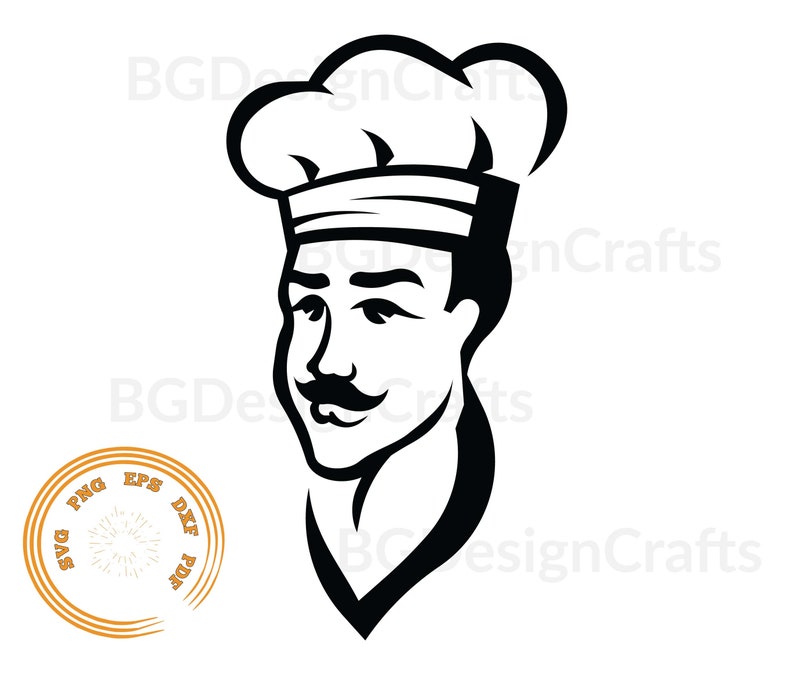 Chef Svg, Chef Face Svg, Chef Logo Svg, Svg File for Cricut, Clipart ...