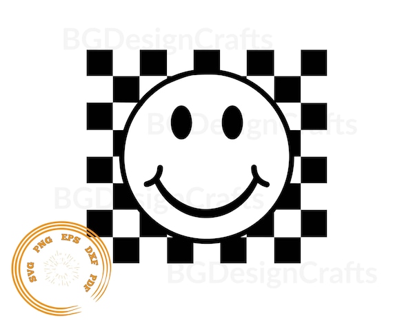 Smiley Face With Checkered Pattern Smiley Face Svg Checkered - Etsy