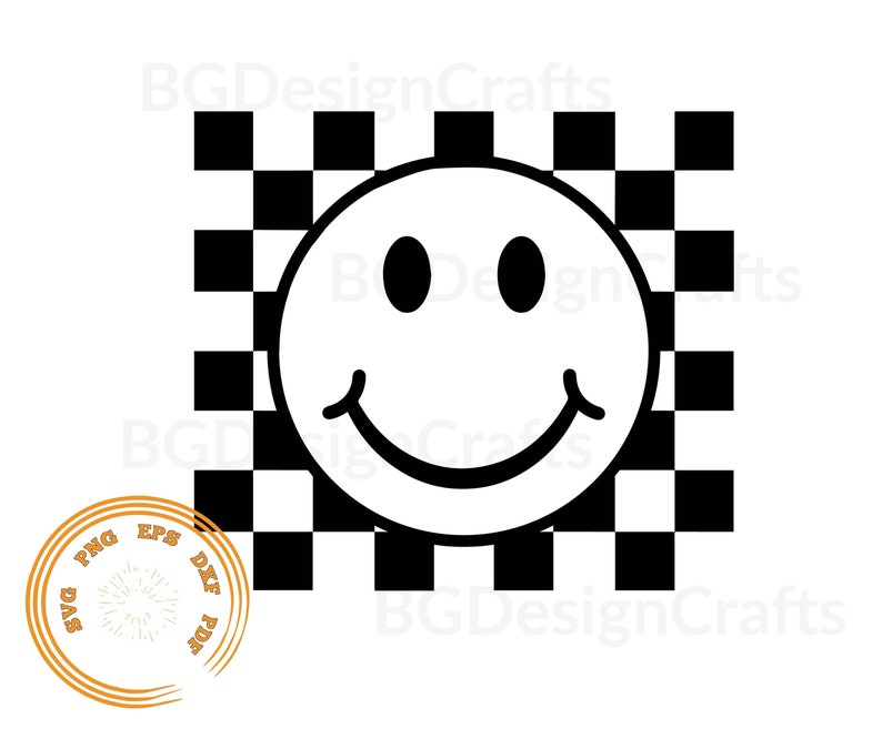 Smiley Face With Checkered Pattern, Smiley Face Svg, Checkered Svg ...
