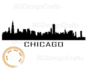 Chicago Skyline Silhouette Vector File - Etsy