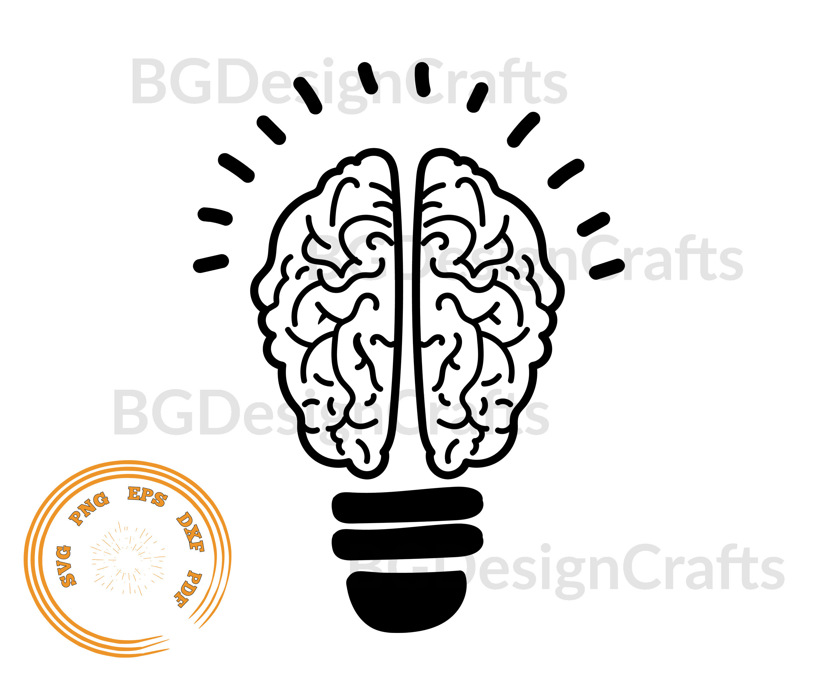 Brainstorming SVG, Brain and Bulb Svg, Brain Svg, Bulb Svg, Clipart ...