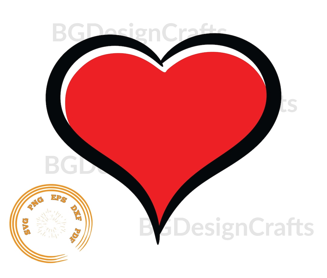 Red Heart SVG, Heart SVG, Heart Png, Heart Dxf, Heart Hand Drawn Cut ...