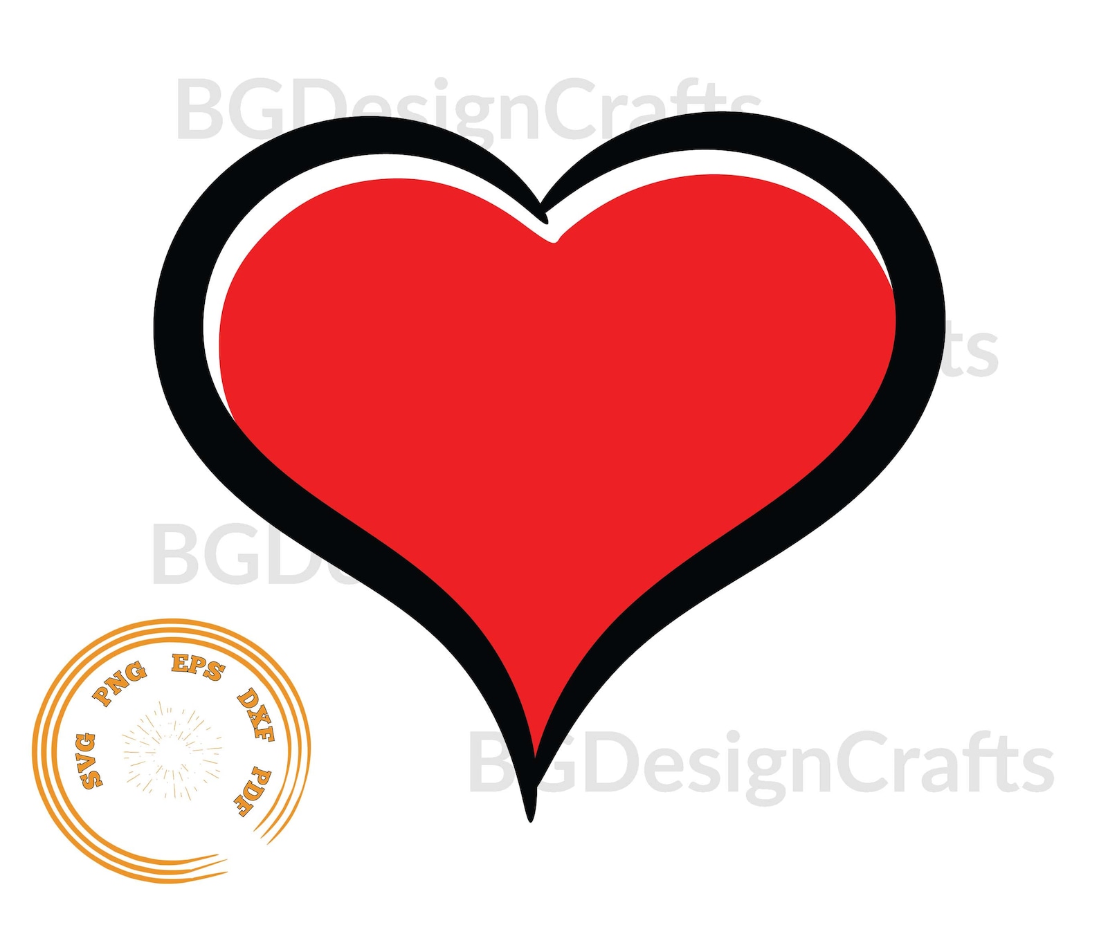 Red Heart SVG, Heart SVG, Heart Png, Heart Dxf, Heart Hand Drawn Cut ...