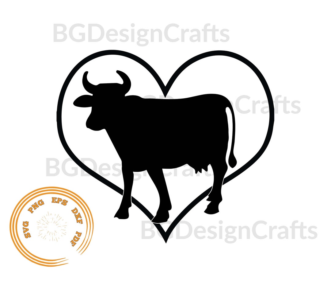 Heart and Cow SVG, Cow SVG, Cow Mom SVG, Heart Svg, Png, Svg File for ...
