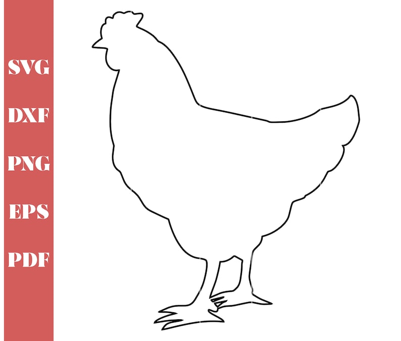Chicken SVG, Chicken Outline SVG, Chicken DXF, Chicken Clipart, Chicken ...