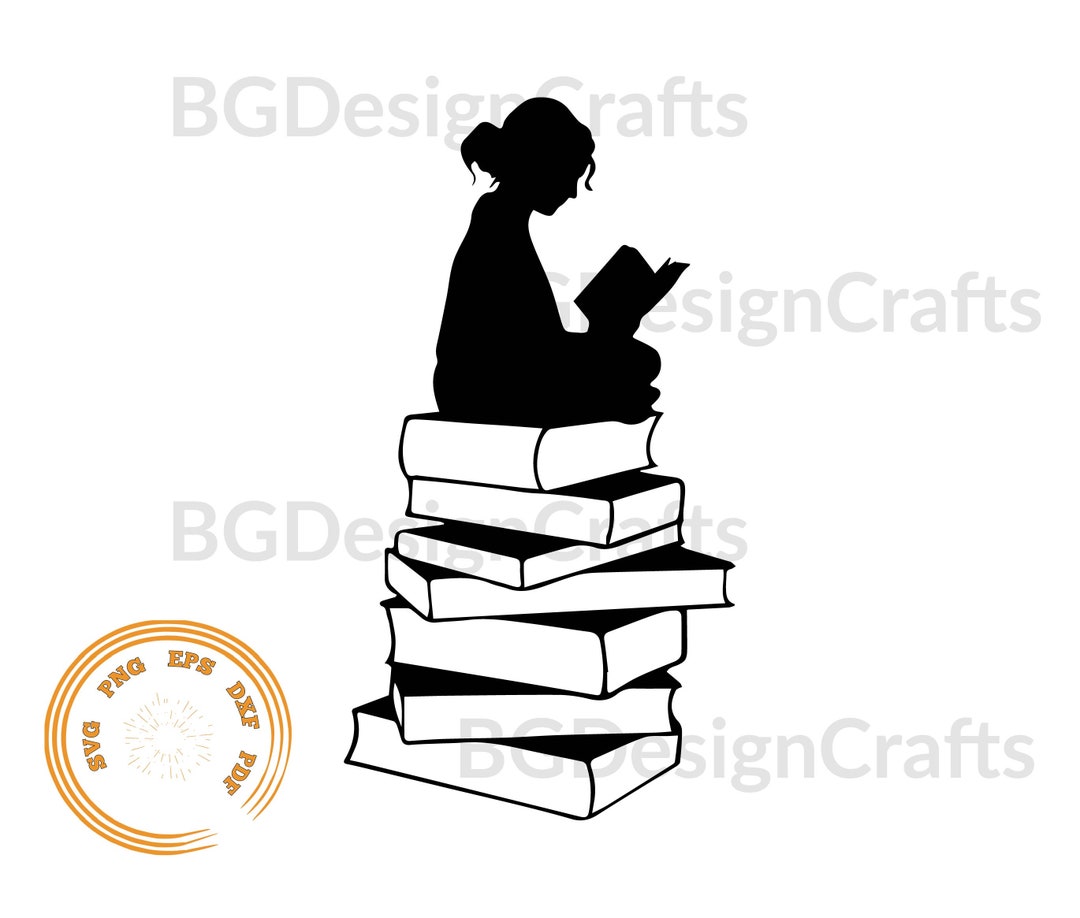 Woman Reading a Book Svg, Book Svg, Reading Book Svg, Girl With Books ...