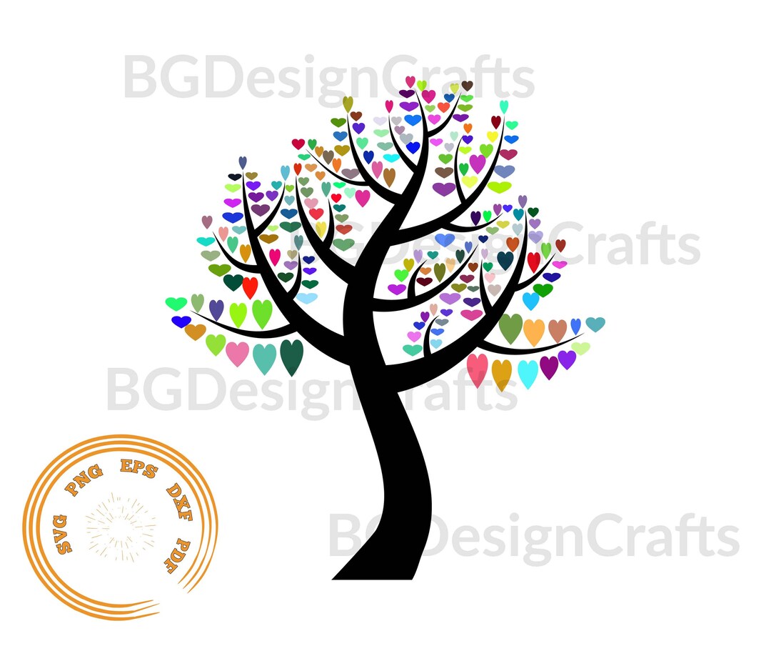 Tree and Hearts SVG, Tree and Colorful Hearts Svg, Tree Png, Hearts ...