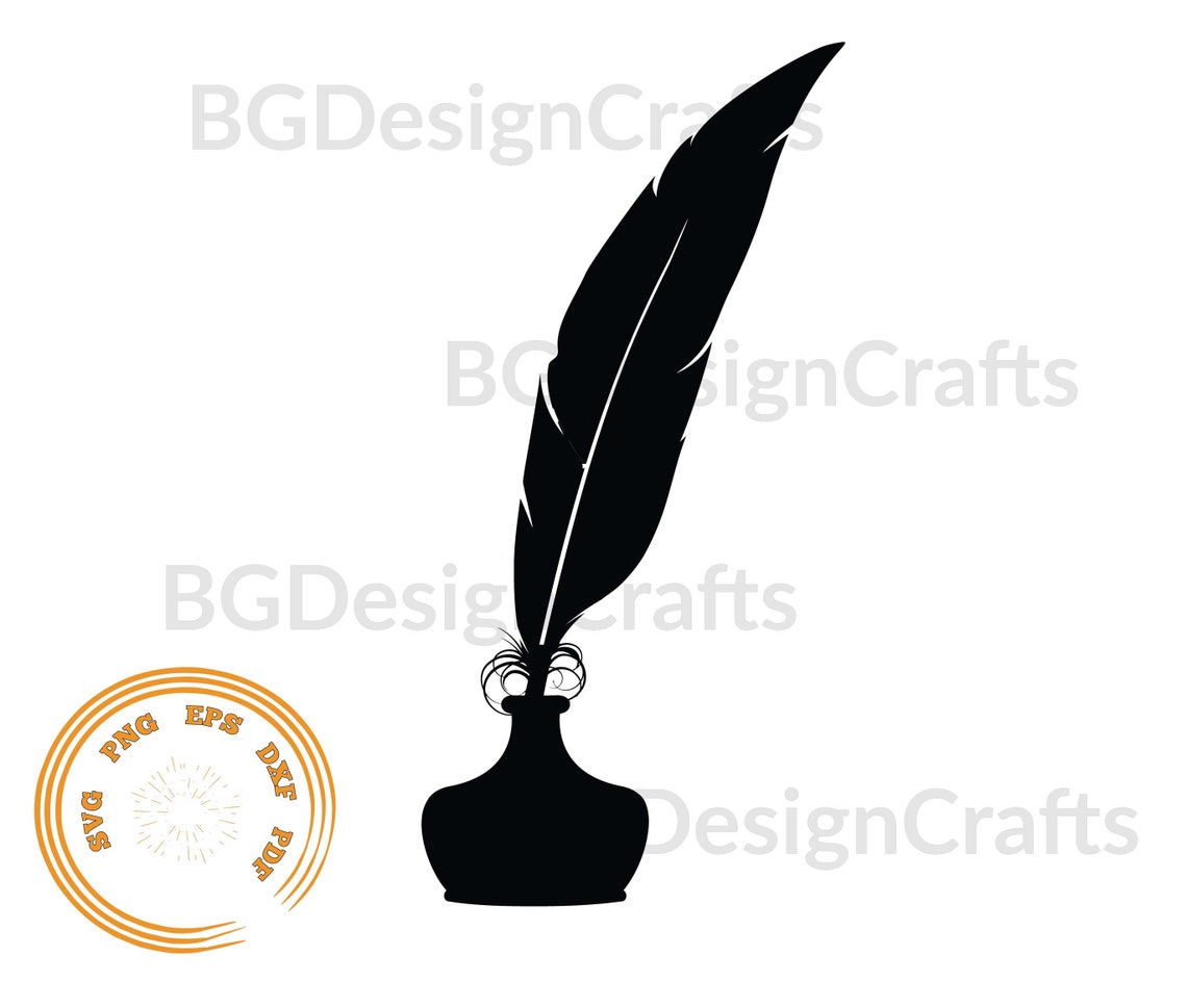Quill Svg, Ink Bottle Svg, Feather Quill Clipart, Ink Pen Png, Svg File ...