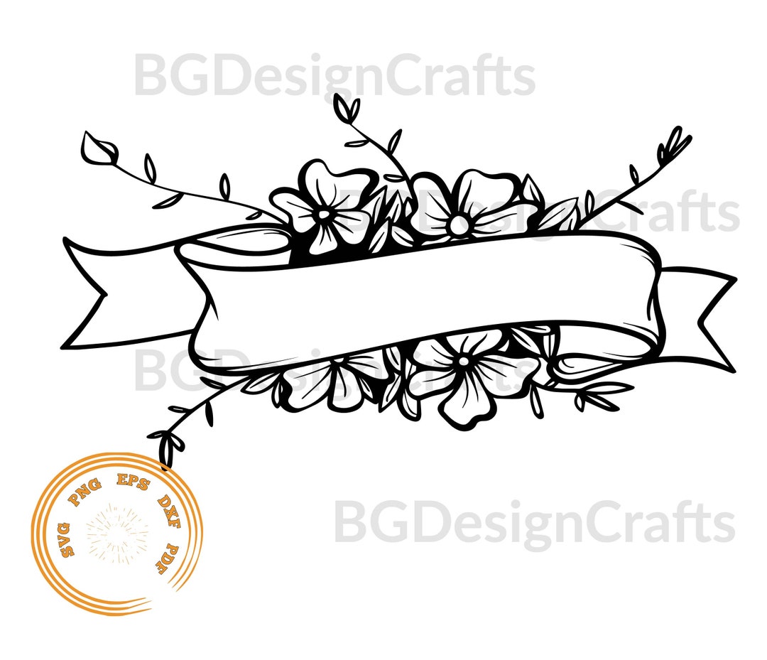 Floral Banner SVG, Banner SVG, Ribbon Svg, Banner Ribbon Svg, Cut File ...