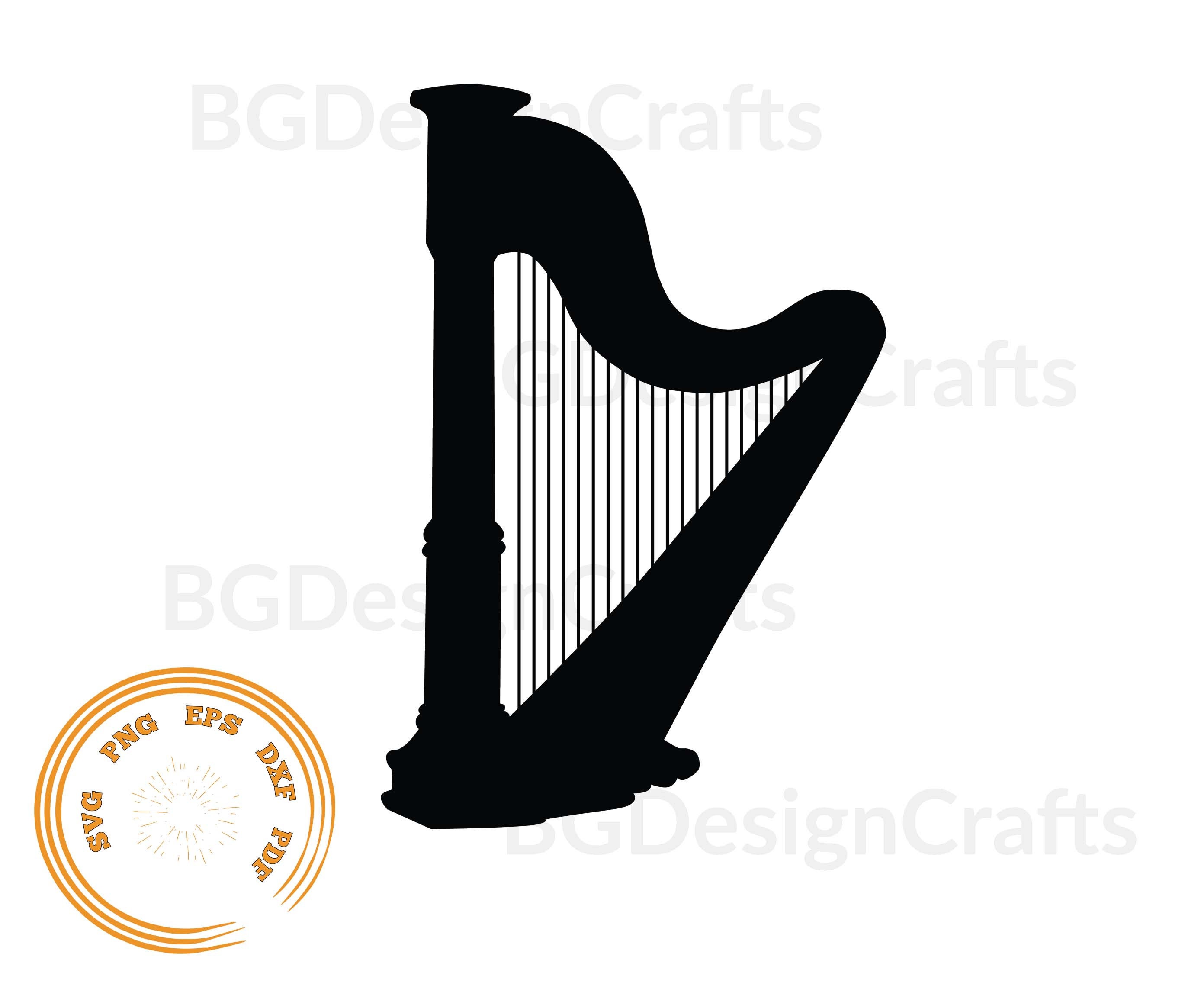 Harp SVG Harp Png Harp Dxf Harp Silhouette Cut File | Etsy