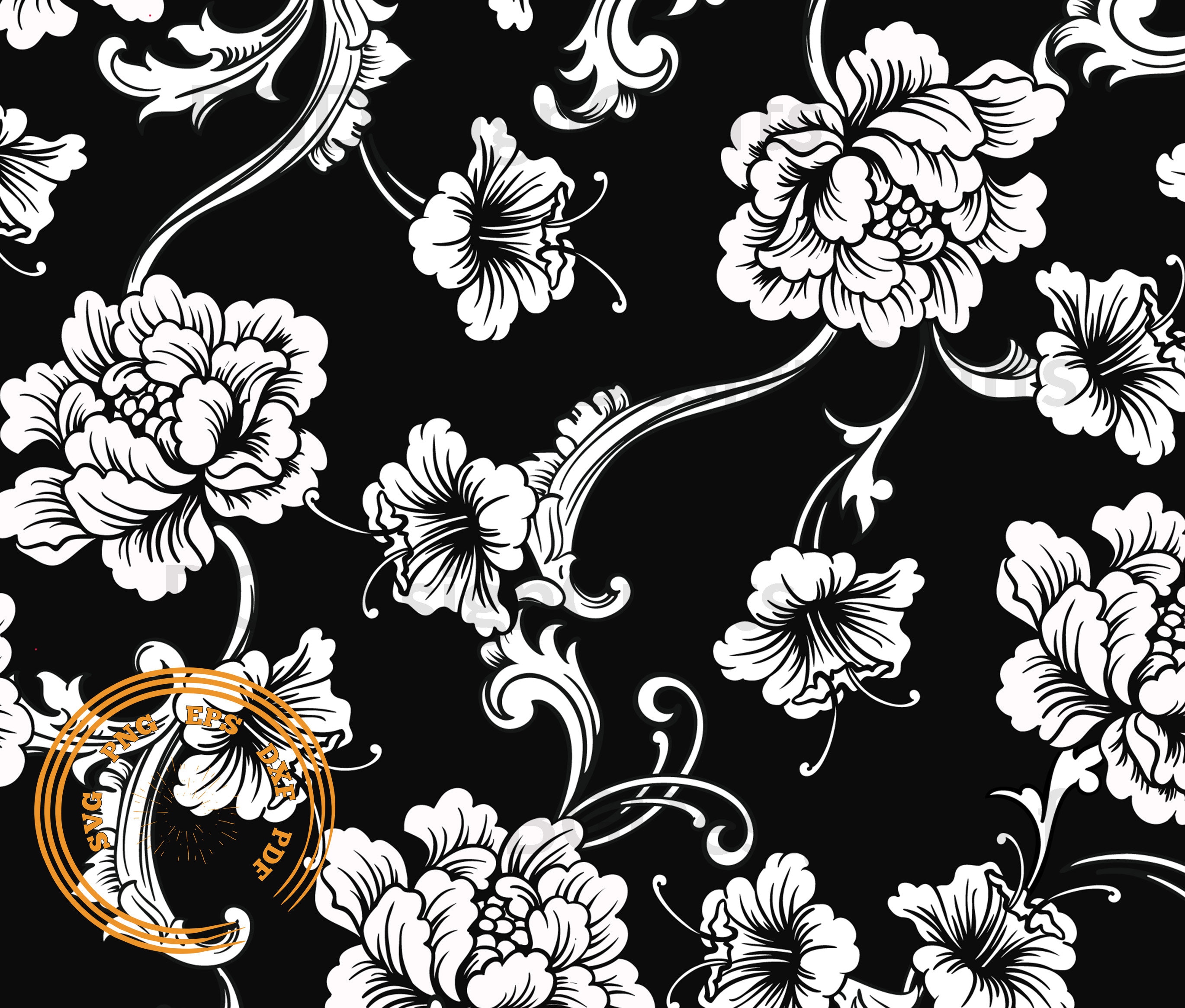 Pattern11, Rose Pattern SVG, Flower Pattern SVG, Leaves Pattern SVG ...