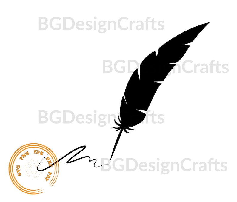 Feather Quill SVG, Fearher Svg, Quil Svg, Inkwell Svg, Inkwell Pen Svg ...