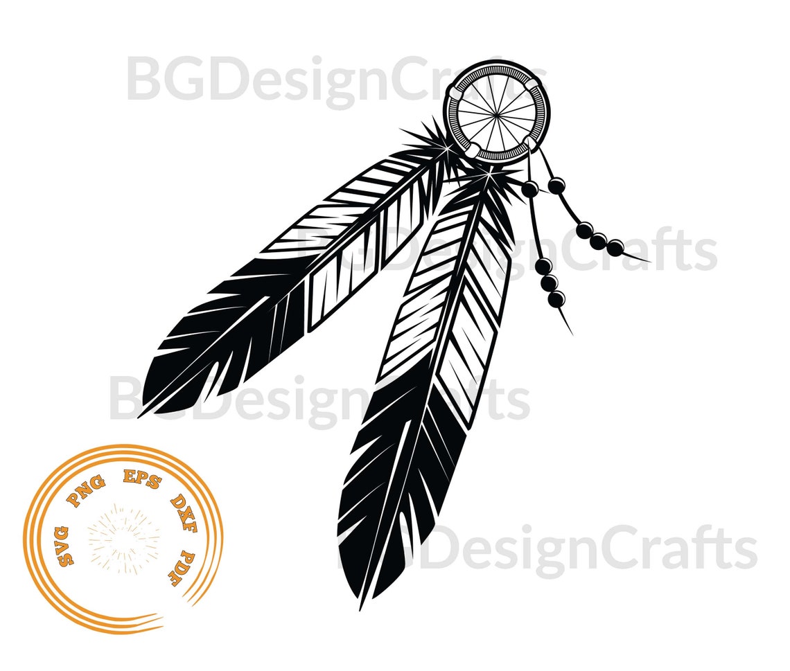 Indian Feather Svg, Feather Svg, Dreamcatcher Svg, Png, Dxf, Clipart ...