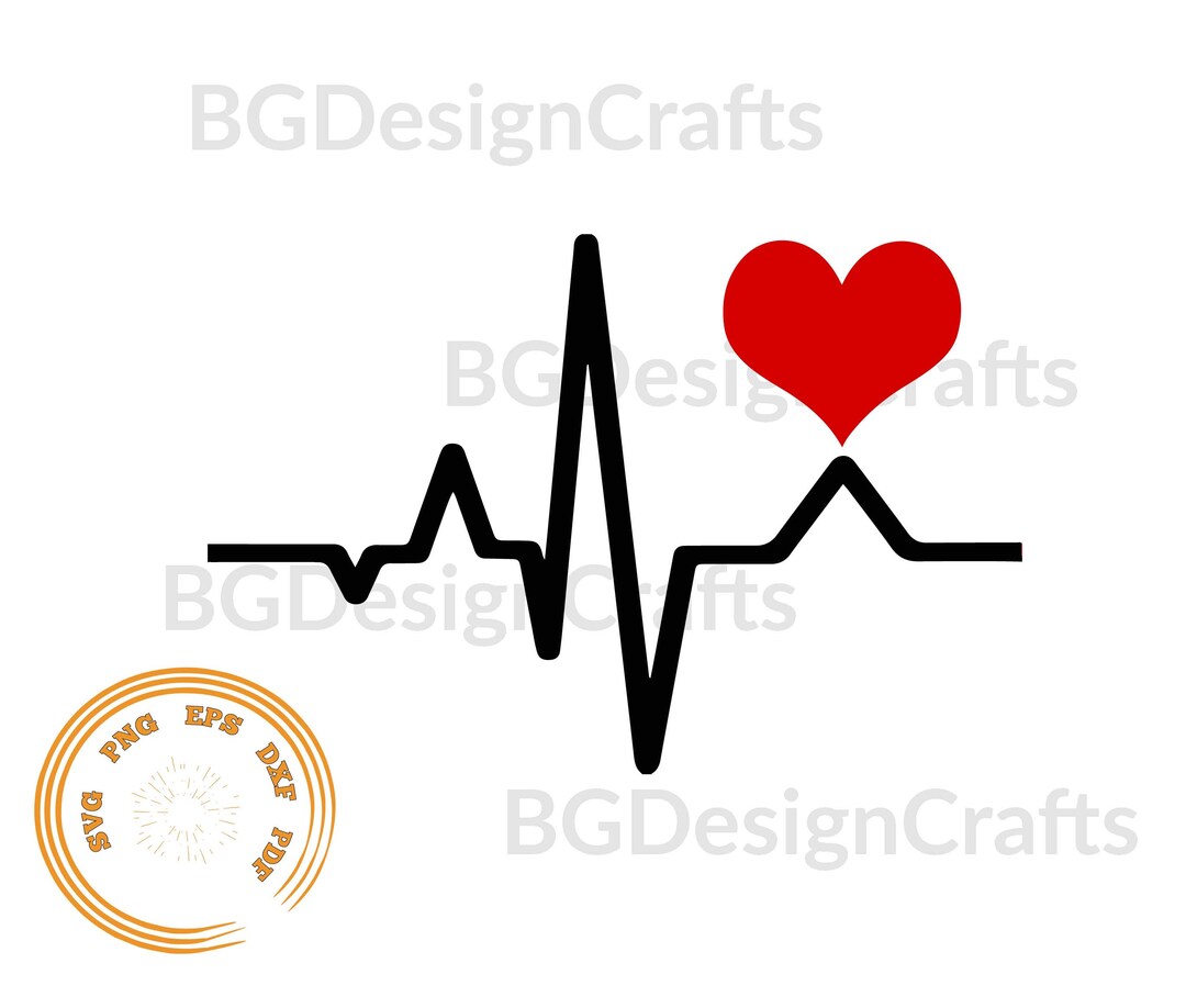 Heartbeat SVG, Heart SVG, Heartbeat DXF, Clipart, Png, Svg File for ...
