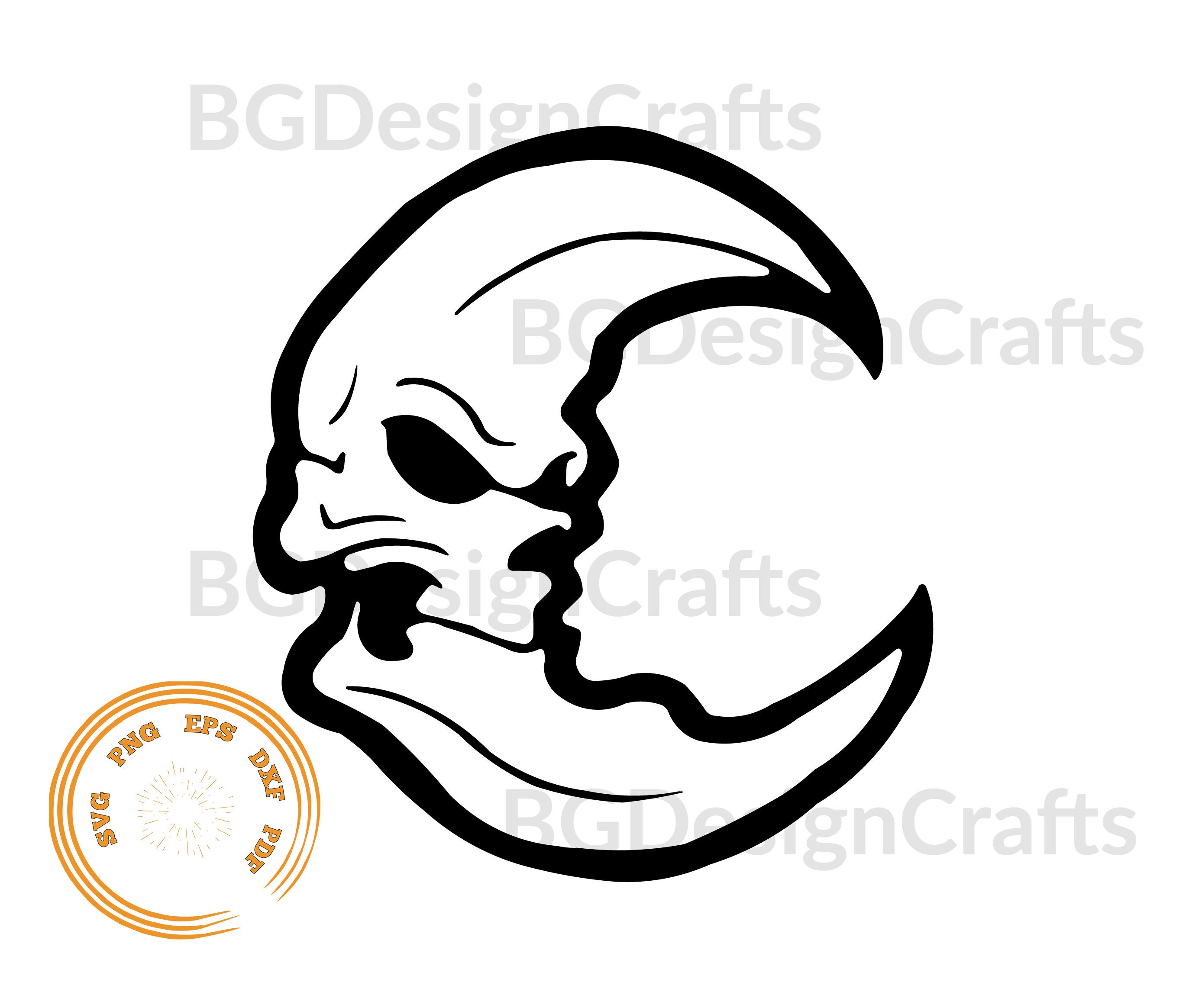 Skull Moon Svg, Skull Svg, Moon Svg, Clipart, Cut File, Moon Png, Svg ...