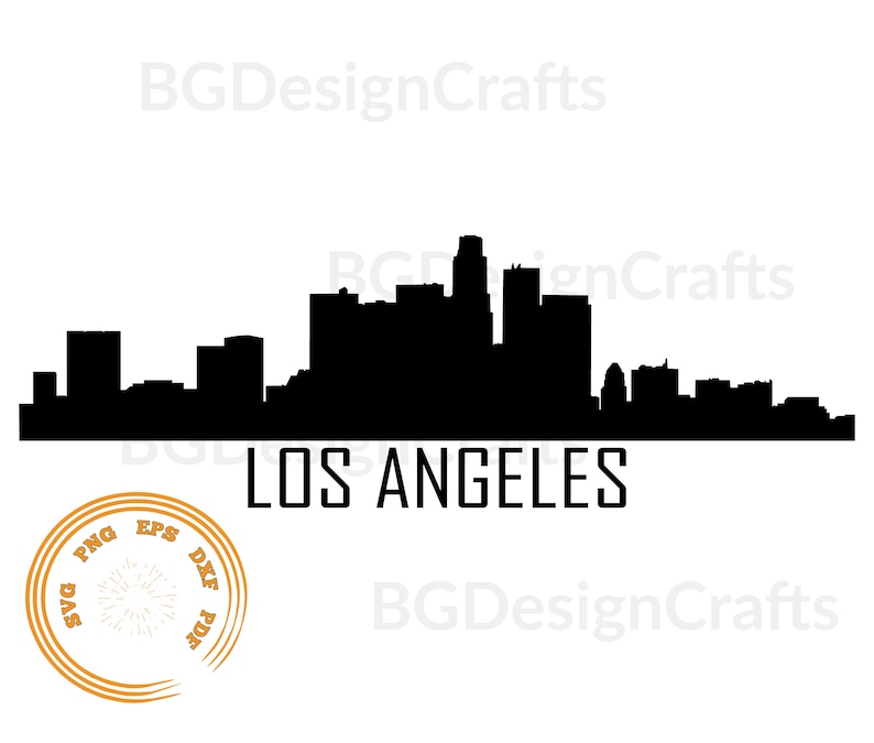 Los Angeles Skyline Svg, Los Angeles Svg, Los Angeles Silhouette, Los ...