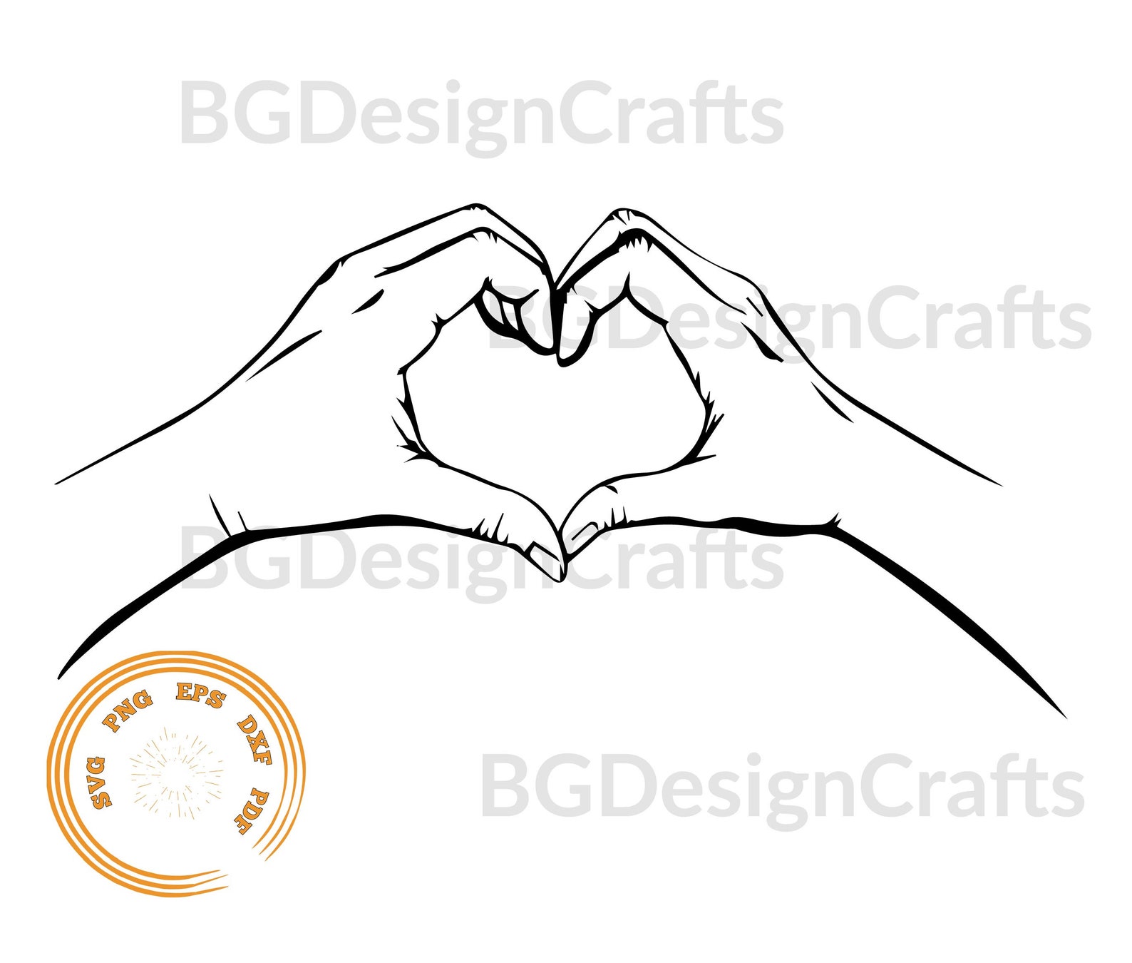 Hand Heart Svg, Clipart, Cut File, Png, Dxf, Eps, Svg File for Cricut ...