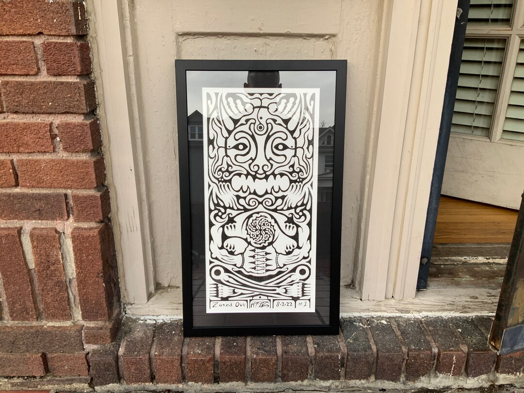 Zoned Out, #1, 13 1/2 X 23 1/2 Inch Framed Ink Drawing, Meditation ...