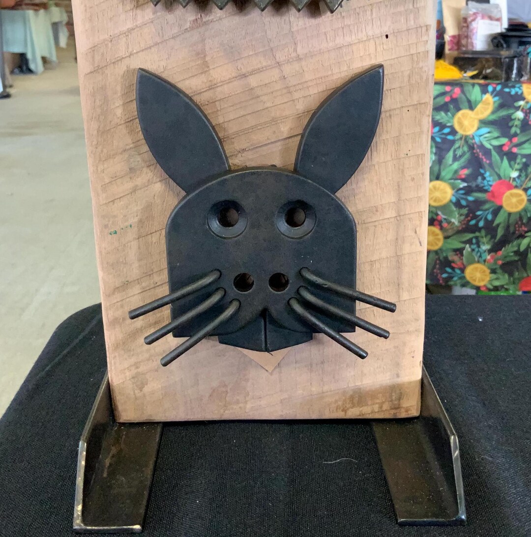 Rabbit Head Wall Art Hanger With Whiskers and Hidden Hanger Piece, 4” X ...
