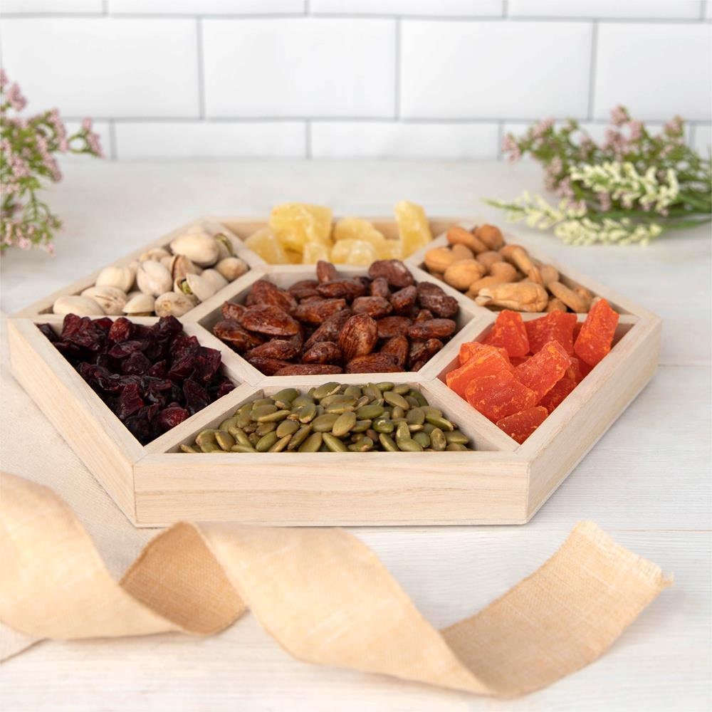 Hexagon Sectional Wooden Trays 2 Pack 10.5x10.5x1 - Etsy