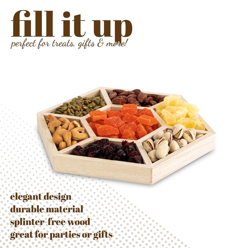 Hexagon Sectional Wooden Trays 2 Pack 10.5x10.5x1 - Etsy