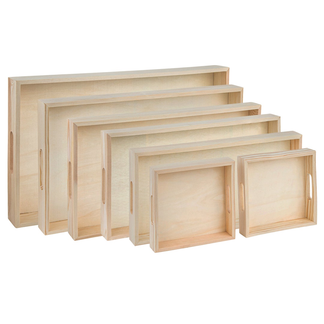 Wooden Nested Serving Trays 7 Pack Set of Rectangal - Etsy