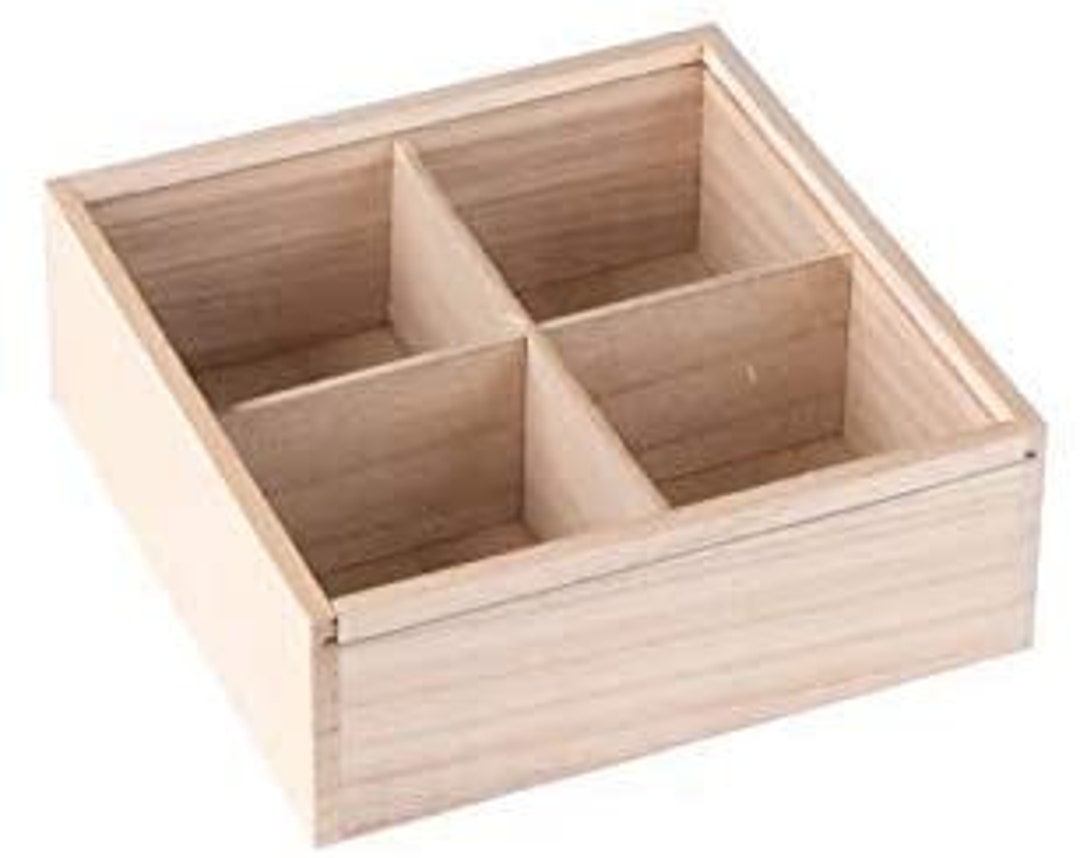 Four Sectional Wooden Box 4 Pack 6’’x6’’x2.5’’ - Etsy