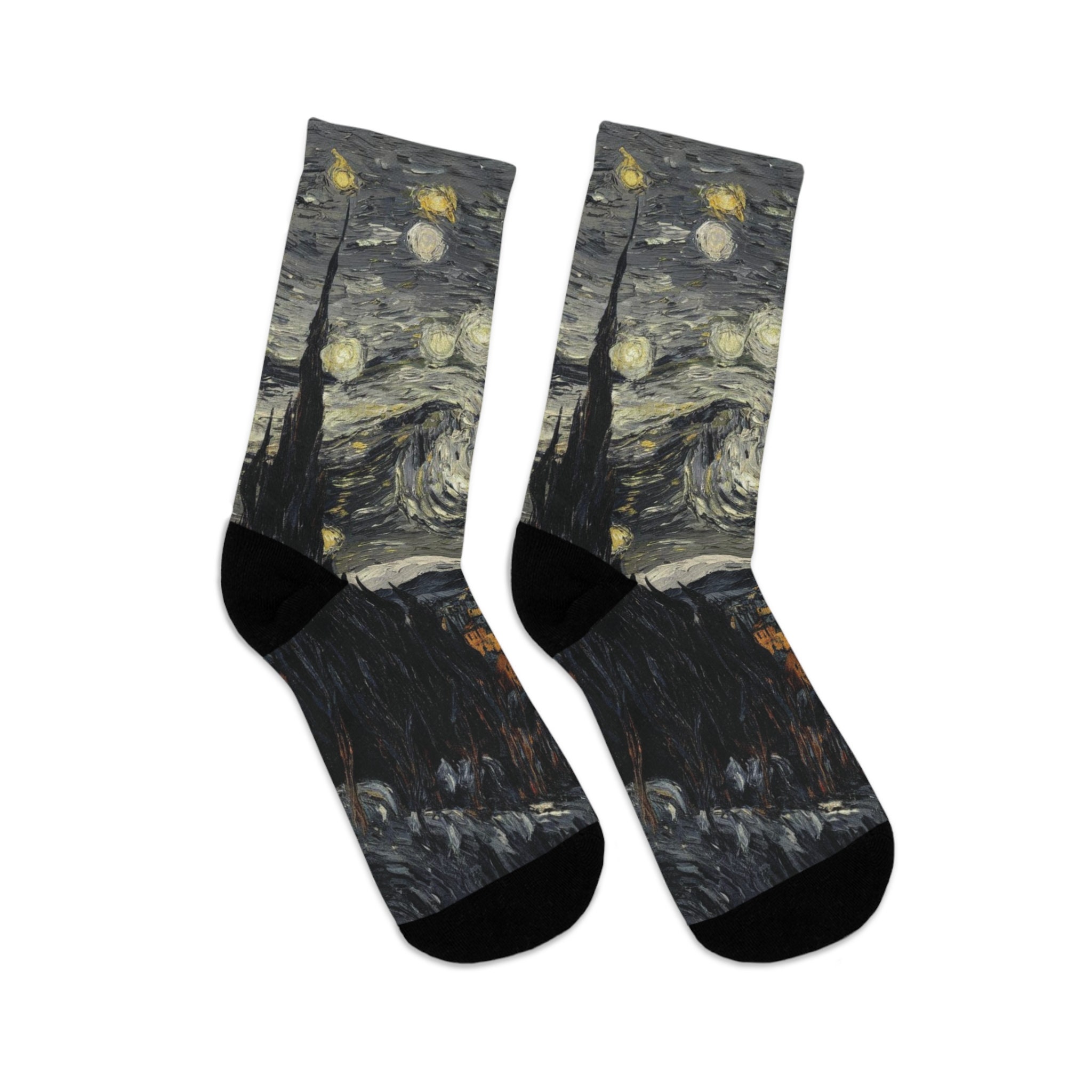 Van Gogh Starry Night Grey Undertone Fan Re-imagination Artsy Socks ...