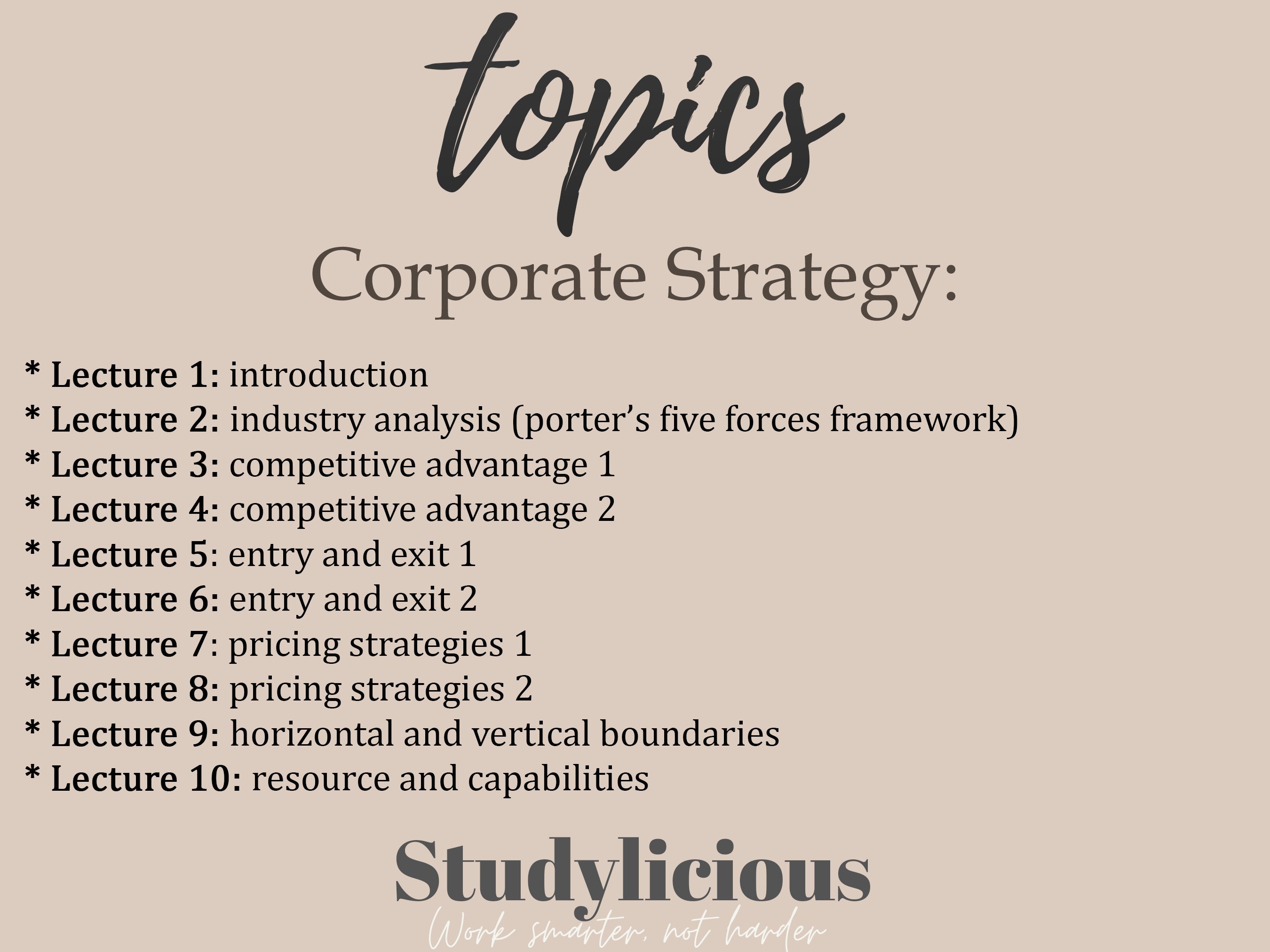 Economics: CORPORATE STRATEGY (university Level) Aesthetic Clear ...