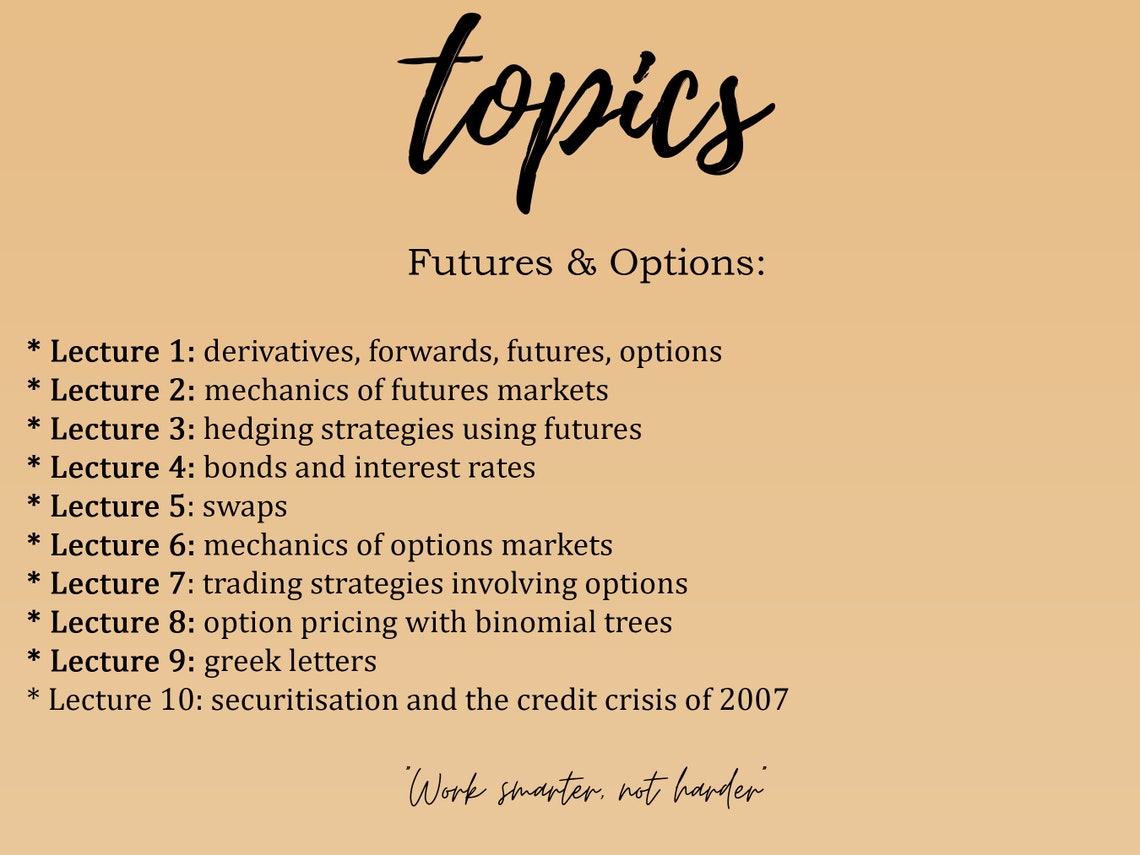 Economics: FUTURES AND OPTIONS Aesthetic Clear Detailed Revision Notes ...