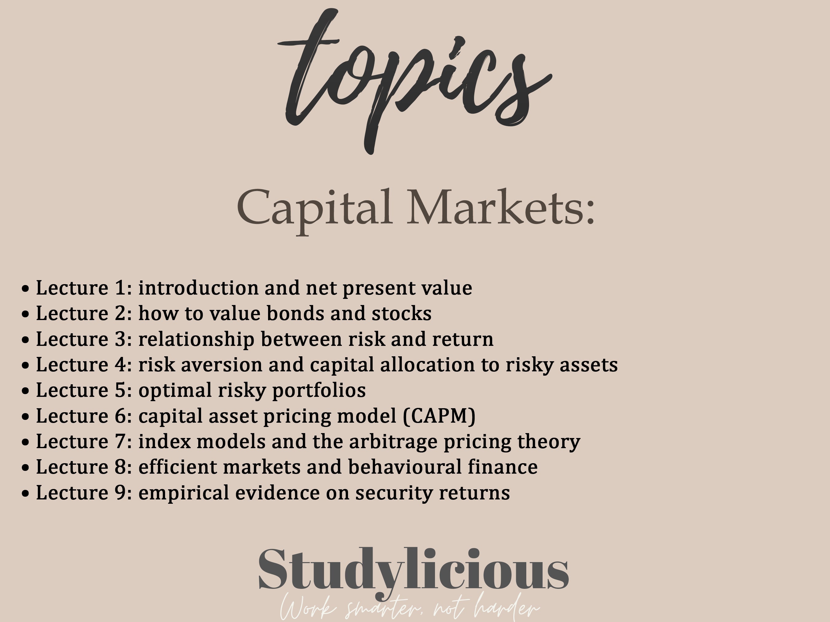 Economics: CAPITAL MARKETS university Level Aesthetic Clear - Etsy